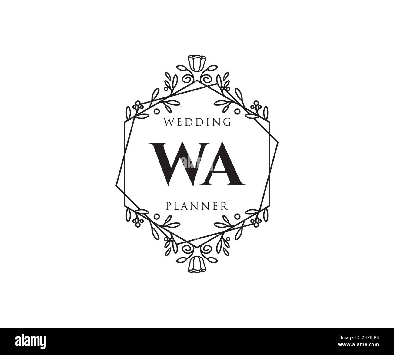 WA Initials letter Wedding monogram logos collection, hand drawn modern ...