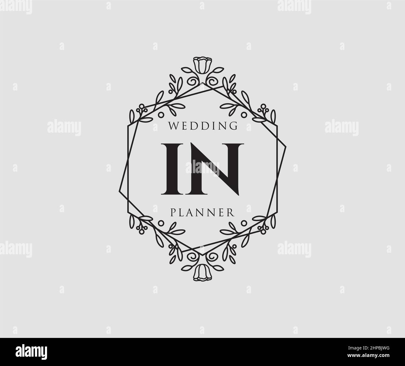 IN Initials letter Wedding monogram logos collection, hand drawn modern ...