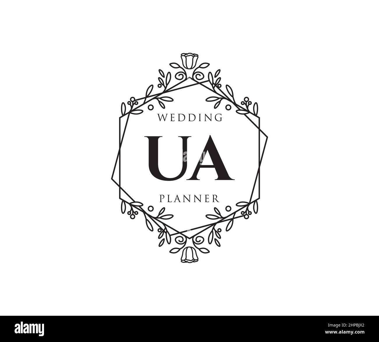 UA Initials letter Wedding monogram logos collection, hand drawn modern ...