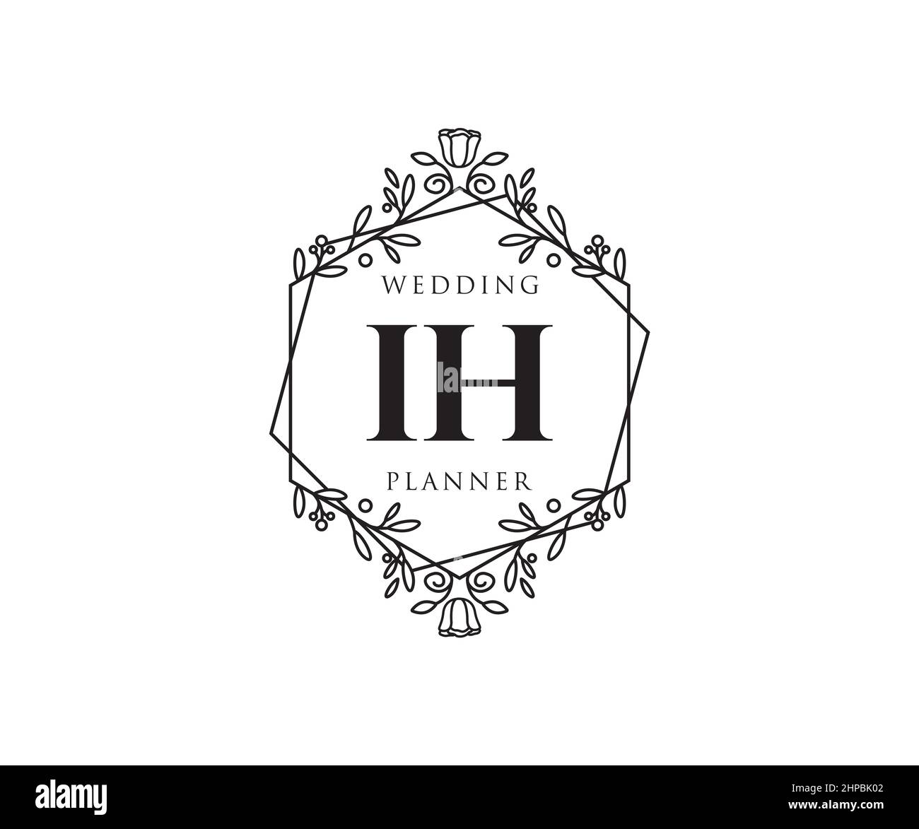 IH Initials letter Wedding monogram logos collection, hand drawn modern ...