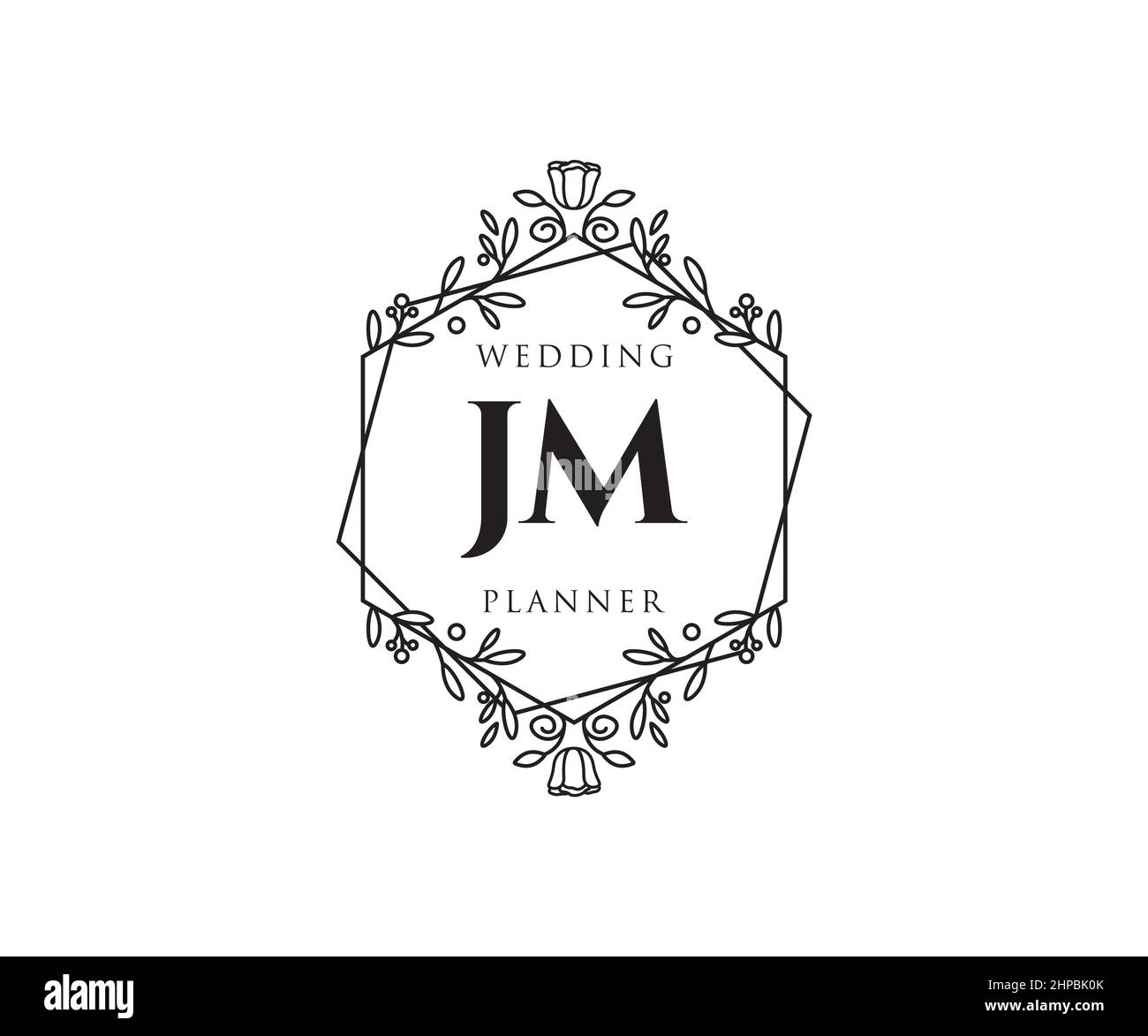 JM Initials letter Wedding monogram logos collection, hand drawn modern ...