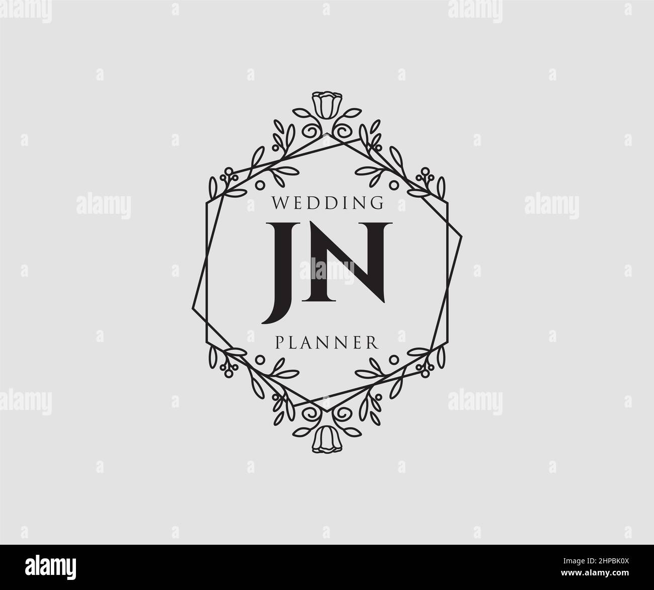 JN Initials letter Wedding monogram logos collection, hand drawn modern ...
