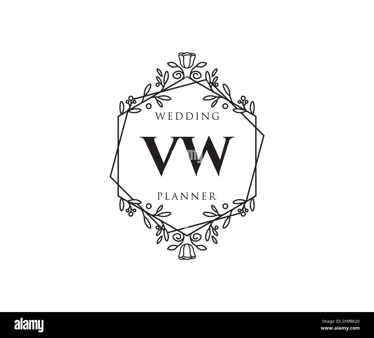 VW Initials letter Wedding monogram logos collection, hand drawn modern ...