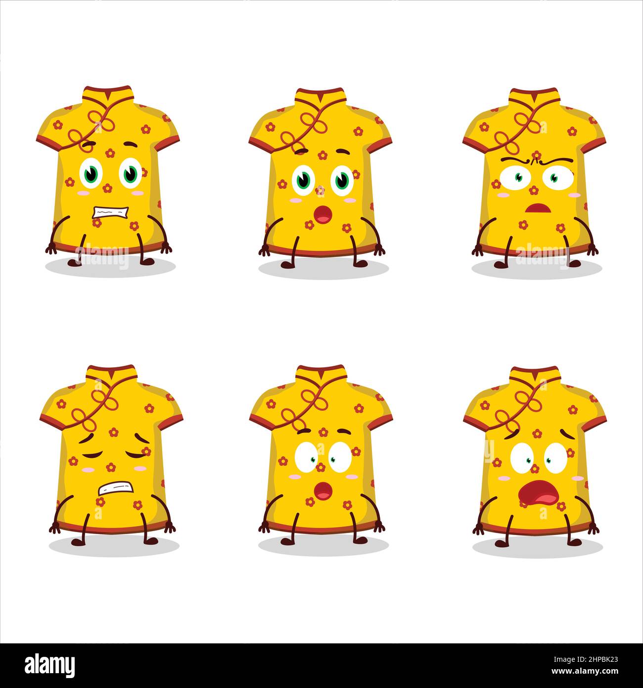 Character cartoon of yellow clothing kids chinese woman with scared ...
