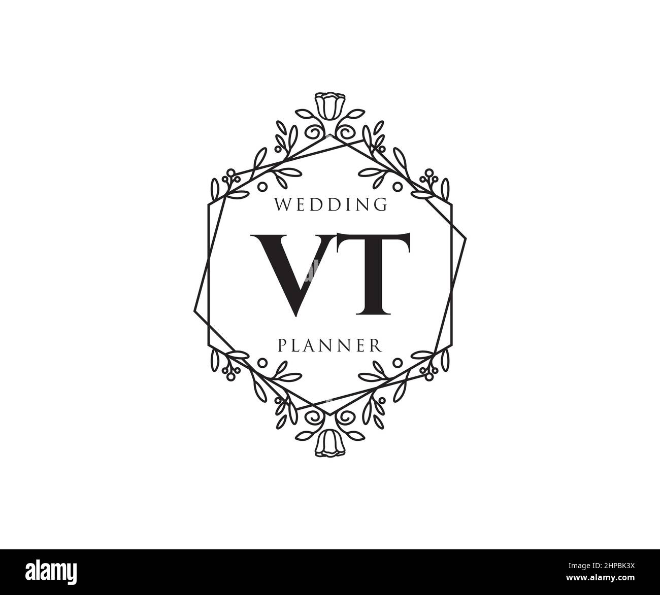 VT Initials letter Wedding monogram logos collection, hand drawn modern ...