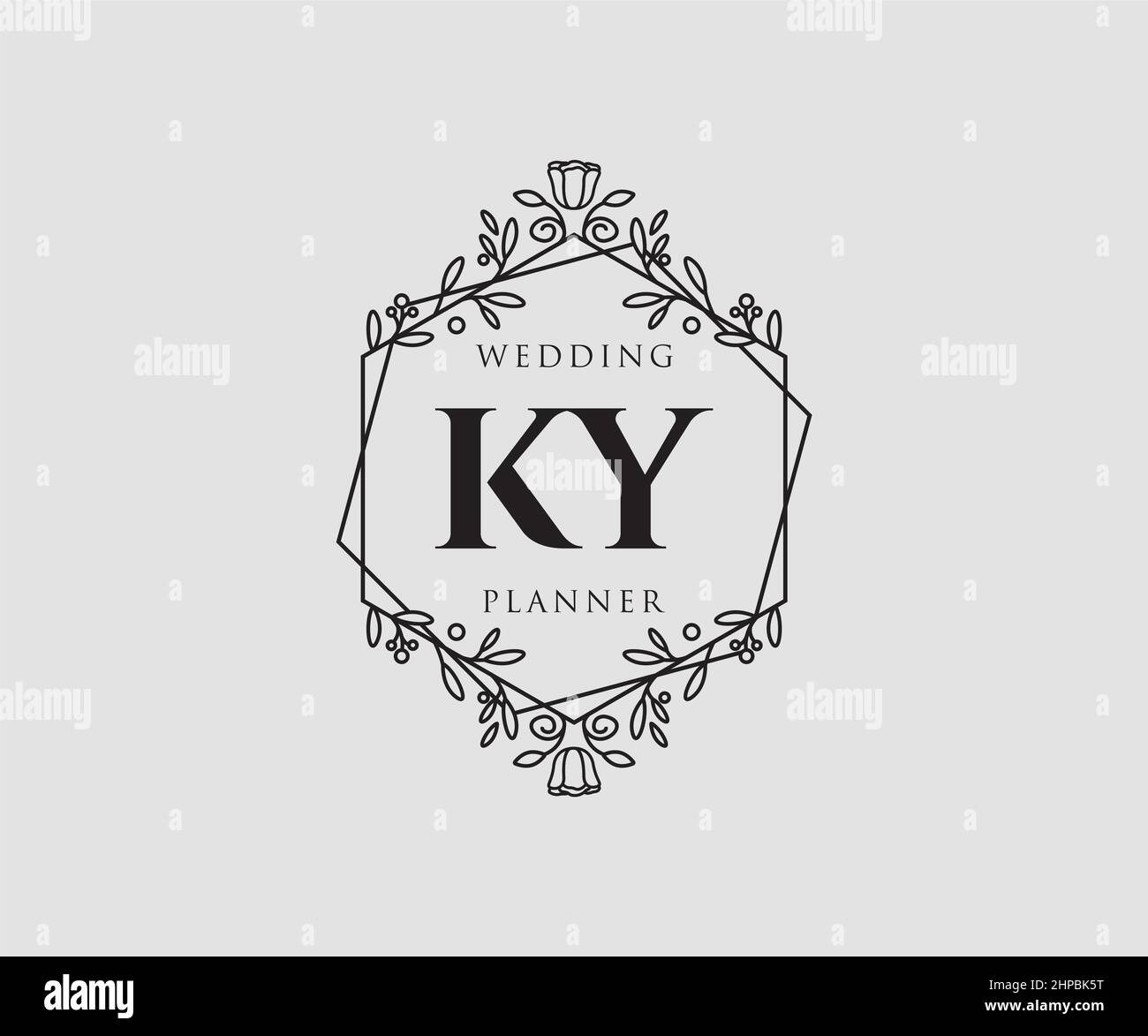 KY Initials letter Wedding monogram logos collection, hand drawn modern ...