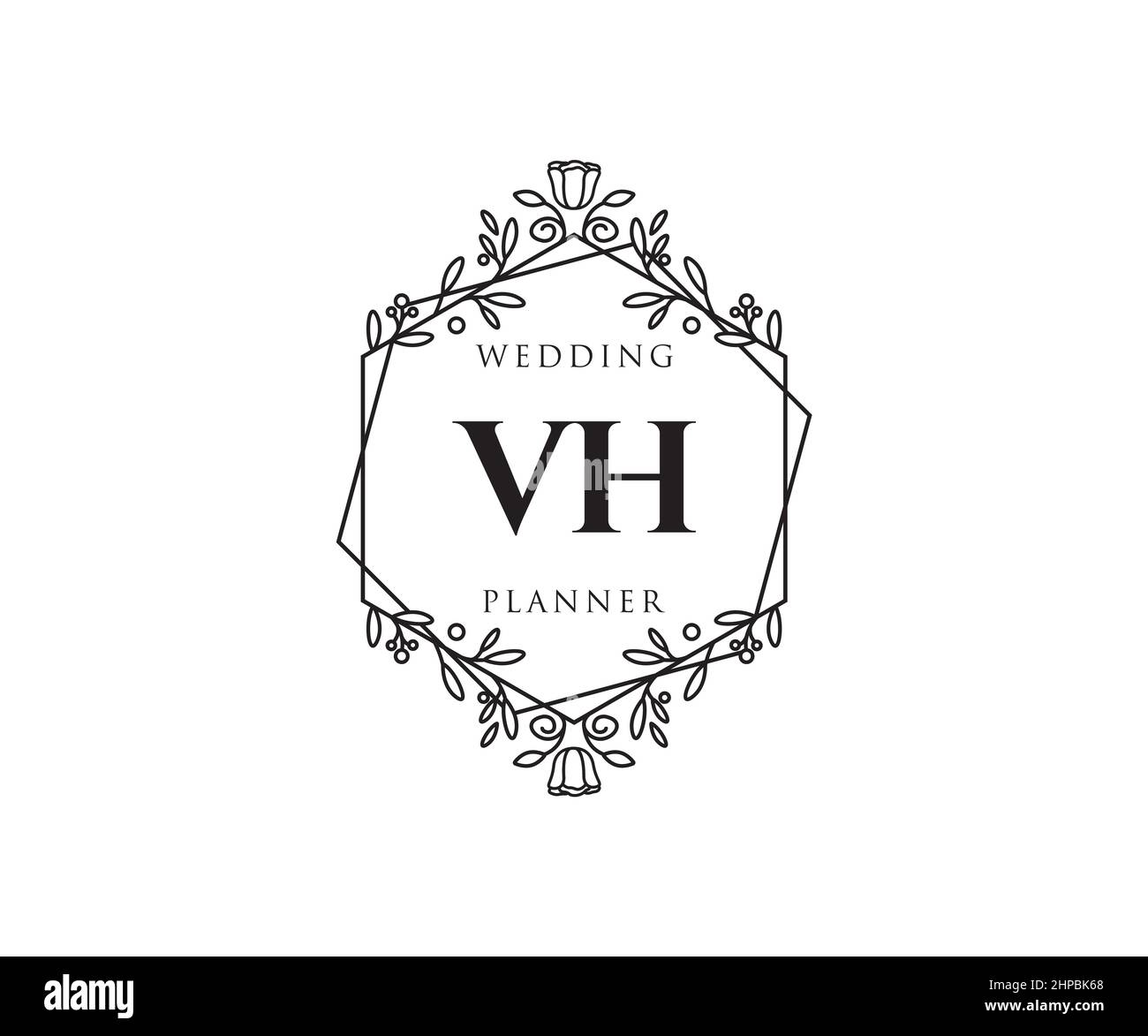 VH Initials letter Wedding monogram logos collection, hand drawn modern ...