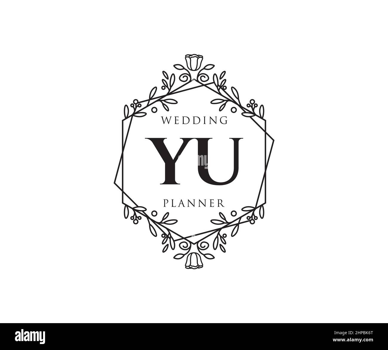 YU Initials letter Wedding monogram logos collection, hand drawn modern ...