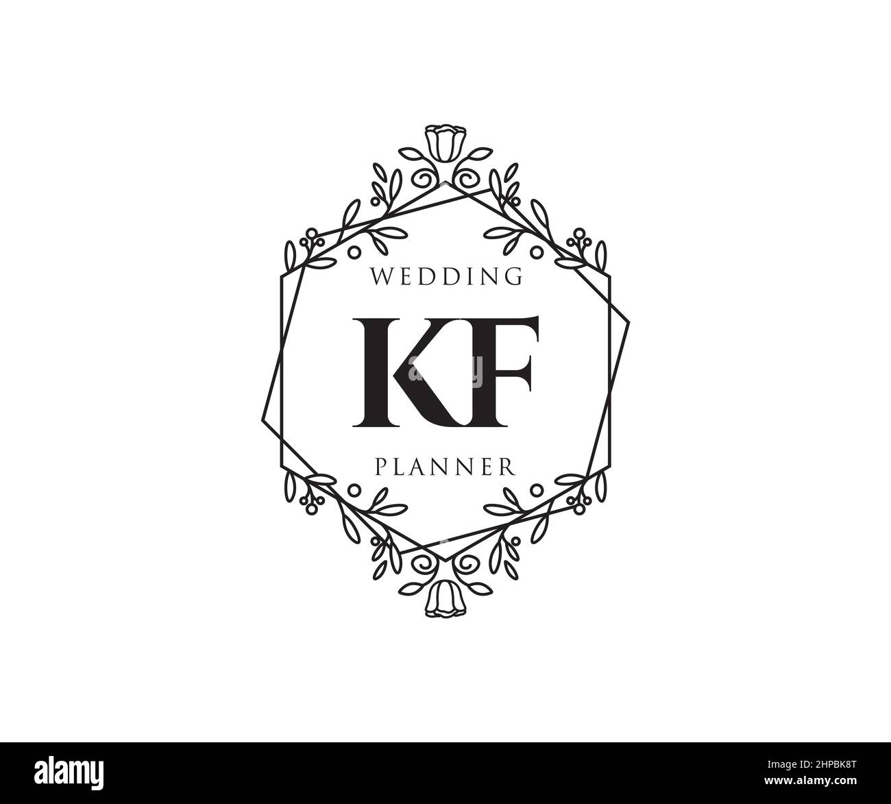 KF Initials letter Wedding monogram logos collection, hand drawn modern ...