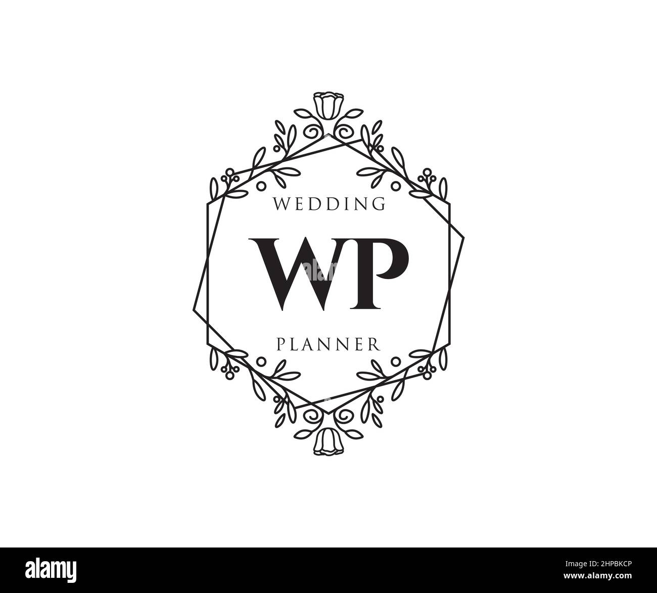 WP Initials letter Wedding monogram logos collection, hand drawn modern ...