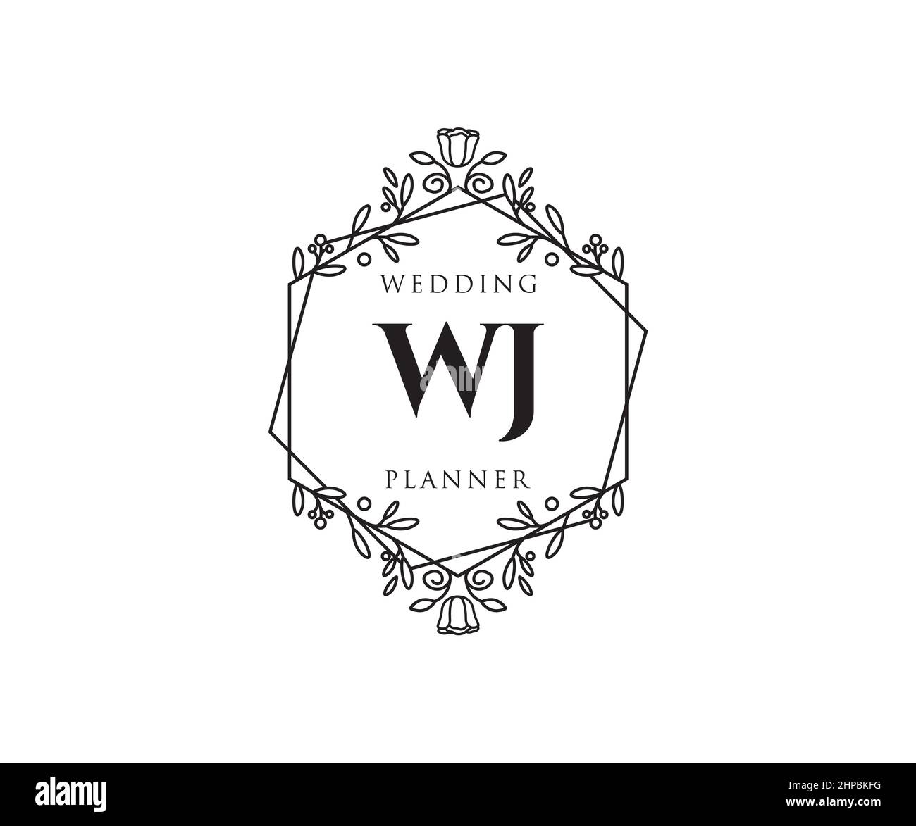 WJ Initials letter Wedding monogram logos collection, hand drawn modern ...