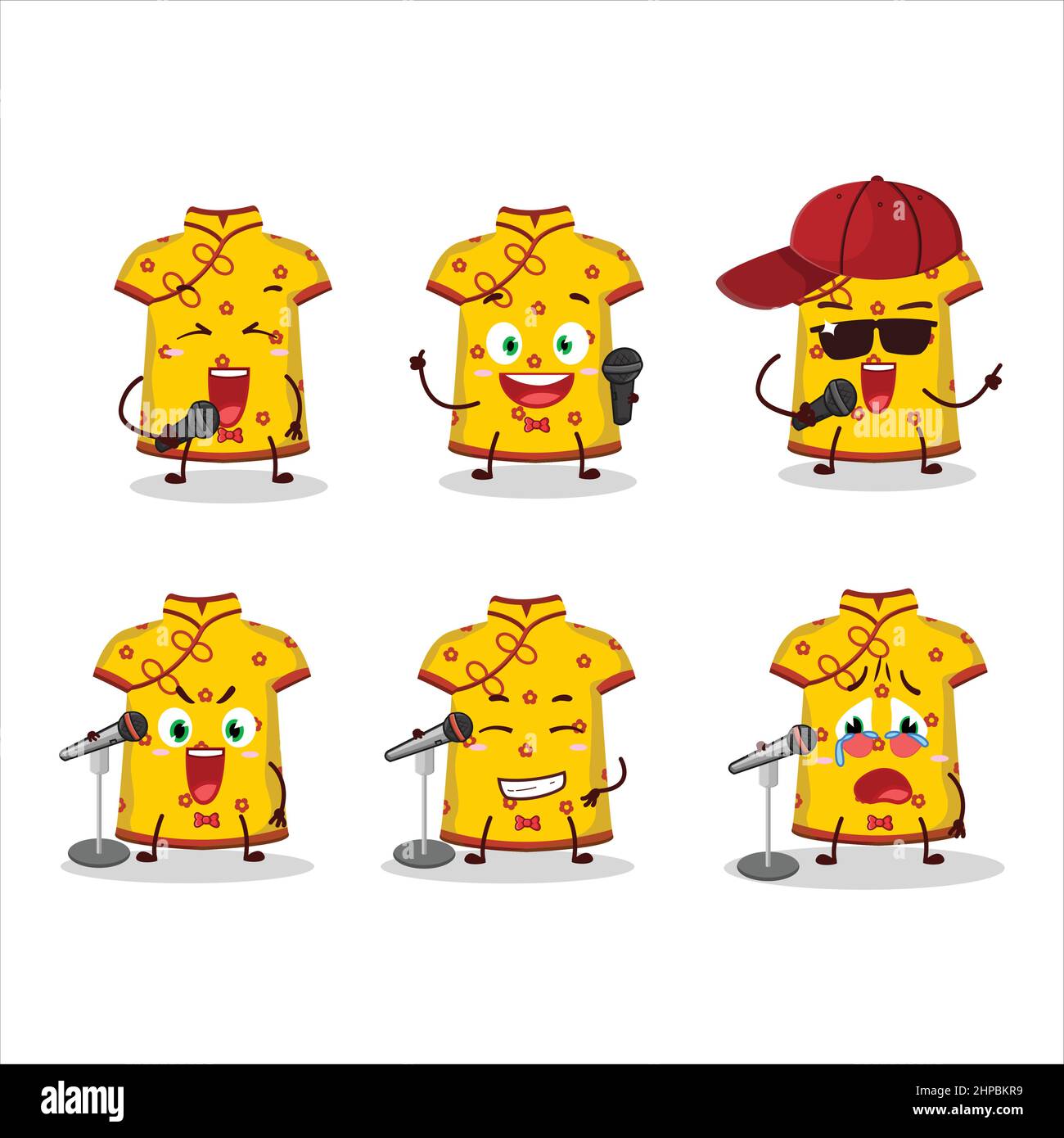 A Cute Cartoon design concept of yellow clothing kids chinese woman ...