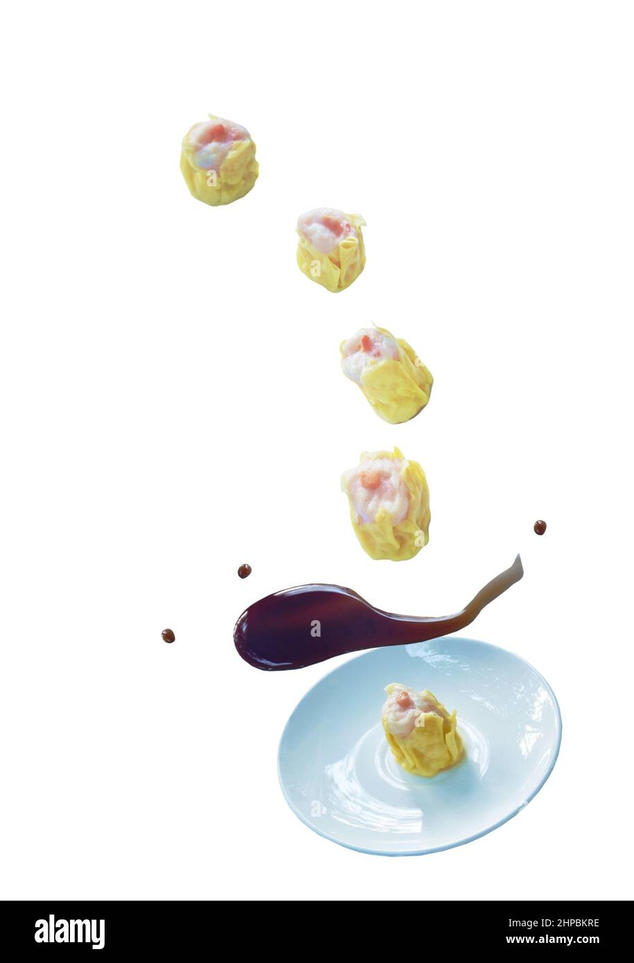 steamed Chinese jade dumpling filling mashed shrimp or dim sum floating ...