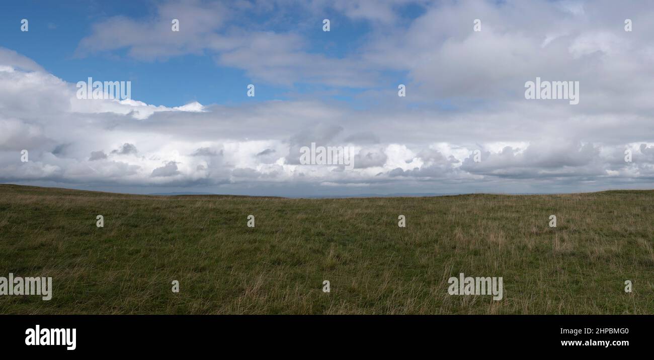 panoramic view over the grassland on an elevated plain in swabian alb ...