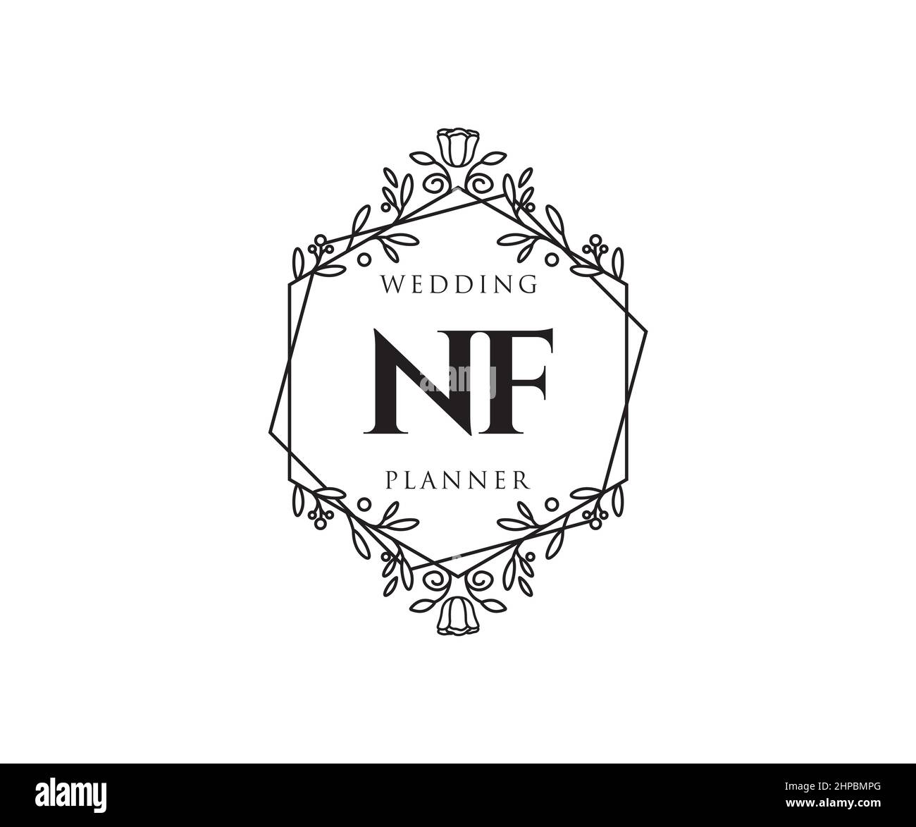 NF Initials letter Wedding monogram logos collection, hand drawn modern ...
