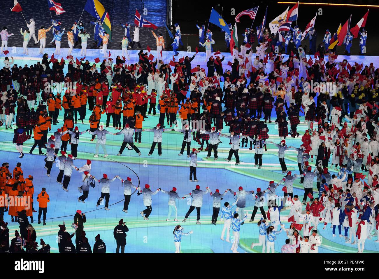 Beijing, China. 20th Feb, 2022. Athletes from different countries join ...