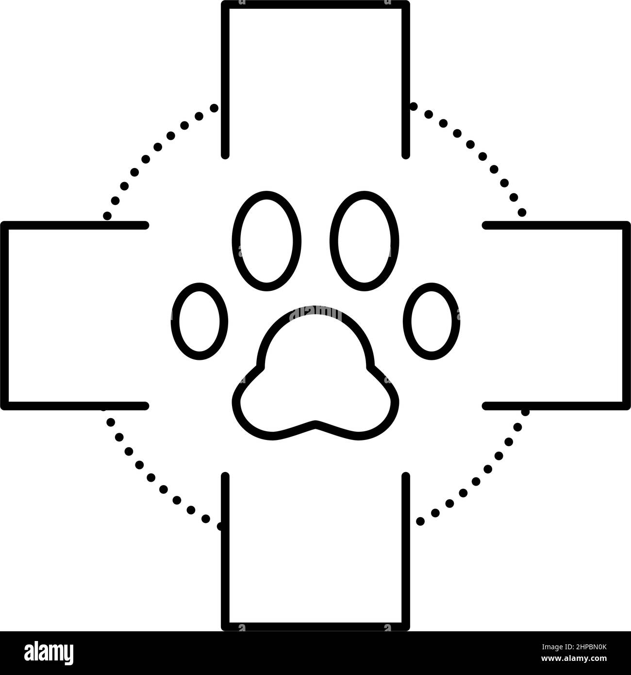 medical cross pet paw line icon vector illustration Stock Vector Image ...