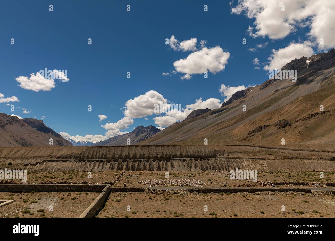 Barren Landscape at Kaza , Spiti Valley, Himachal Pradesh, India Stock ...