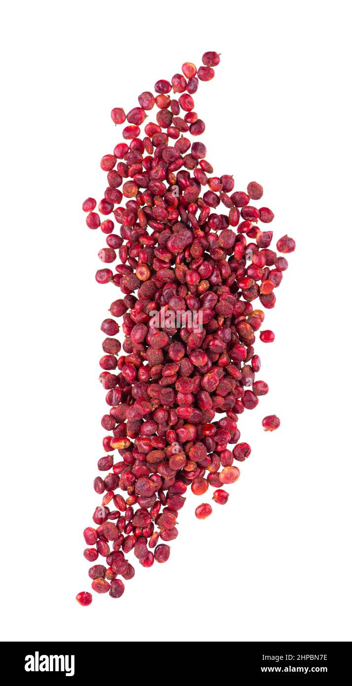 Sumac seeds isolated on white background. Whole dry Rhus berry. Top ...