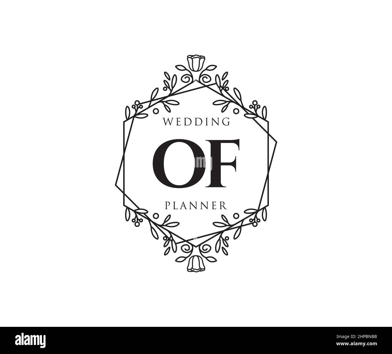 OF Initials letter Wedding monogram logos collection, hand drawn modern ...