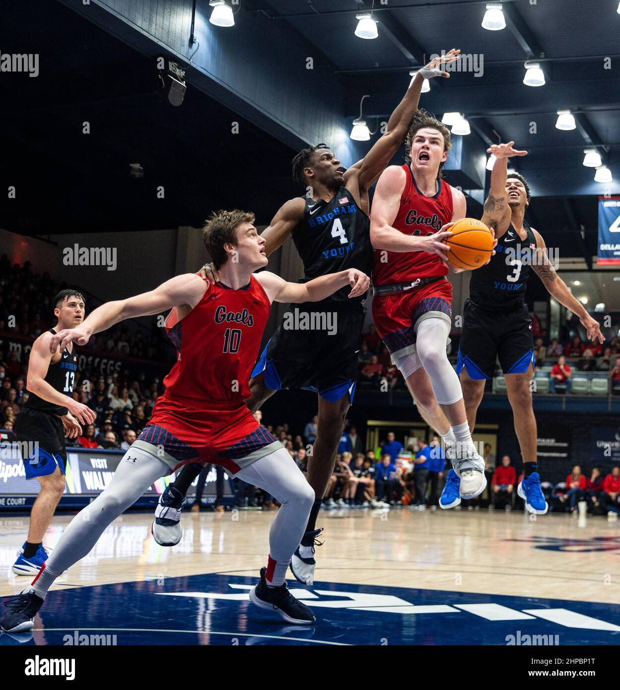 February 19, 2022 Moraga, CA U.S.A. St. Mary's guard Alex Ducas (44 ...
