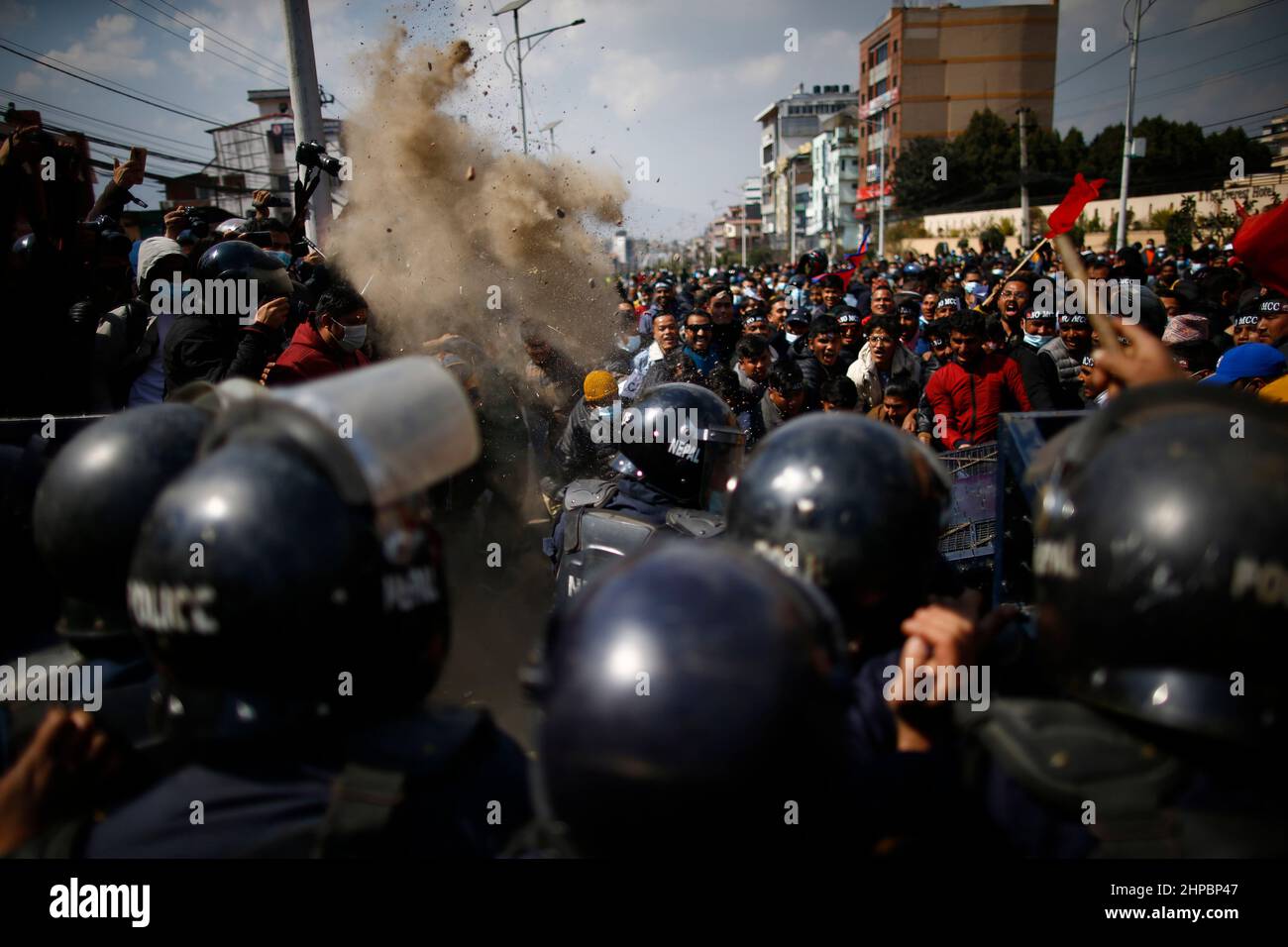 Kathmandu, Nepal. 20th Feb, 2022. Cadres of the Maoist Centre ...