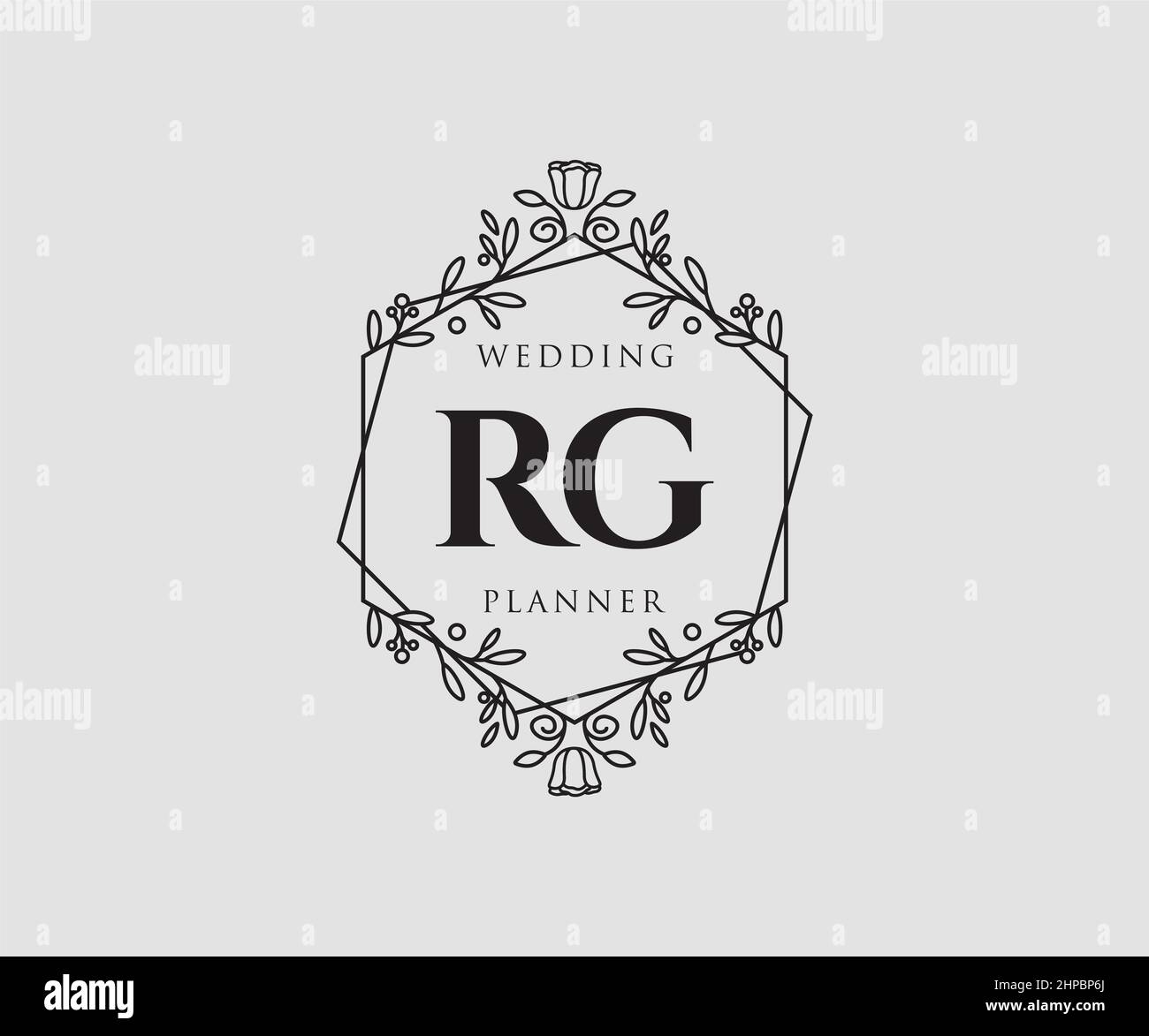 RG Initials letter Wedding monogram logos collection, hand drawn modern ...