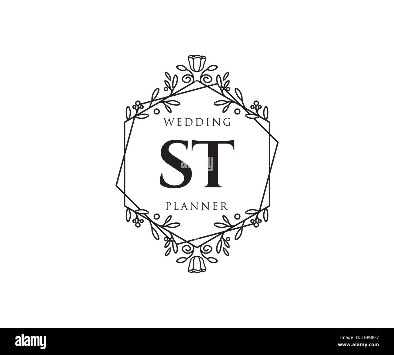 ST Initials letter Wedding monogram logos collection, hand drawn modern ...