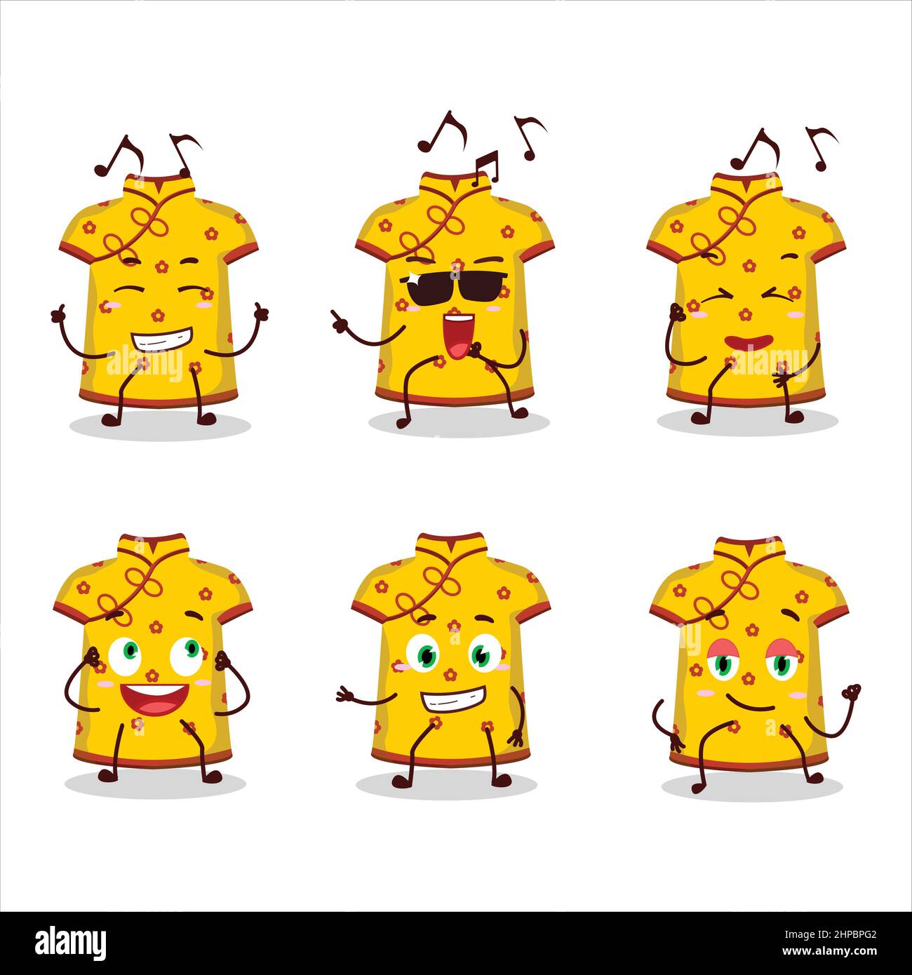 An image of yellow clothing kids chinese woman dancer cartoon character ...