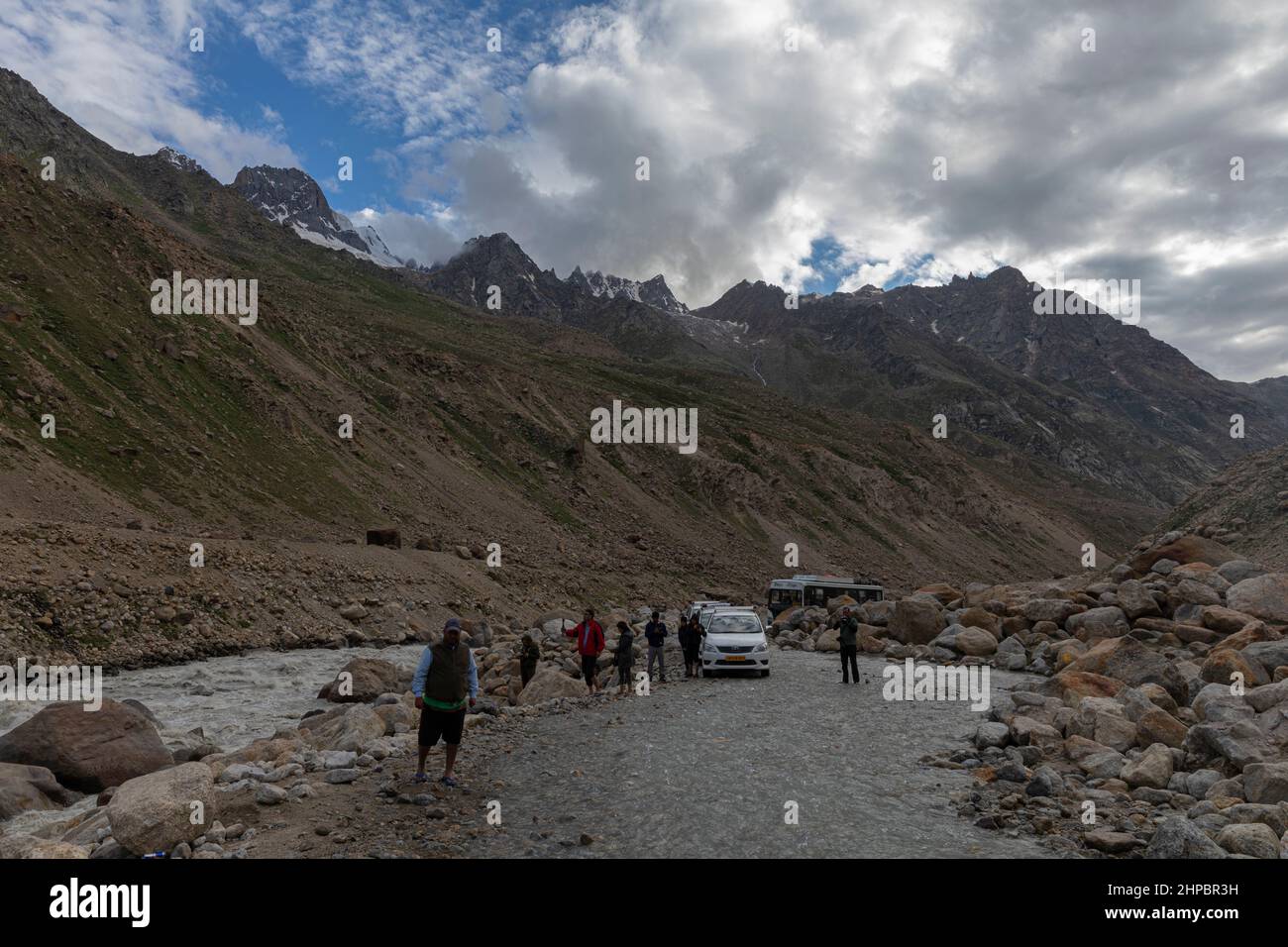 Crossing Overflow Nalah on Manali Kaza Road, Himachal Pradesh, India ...
