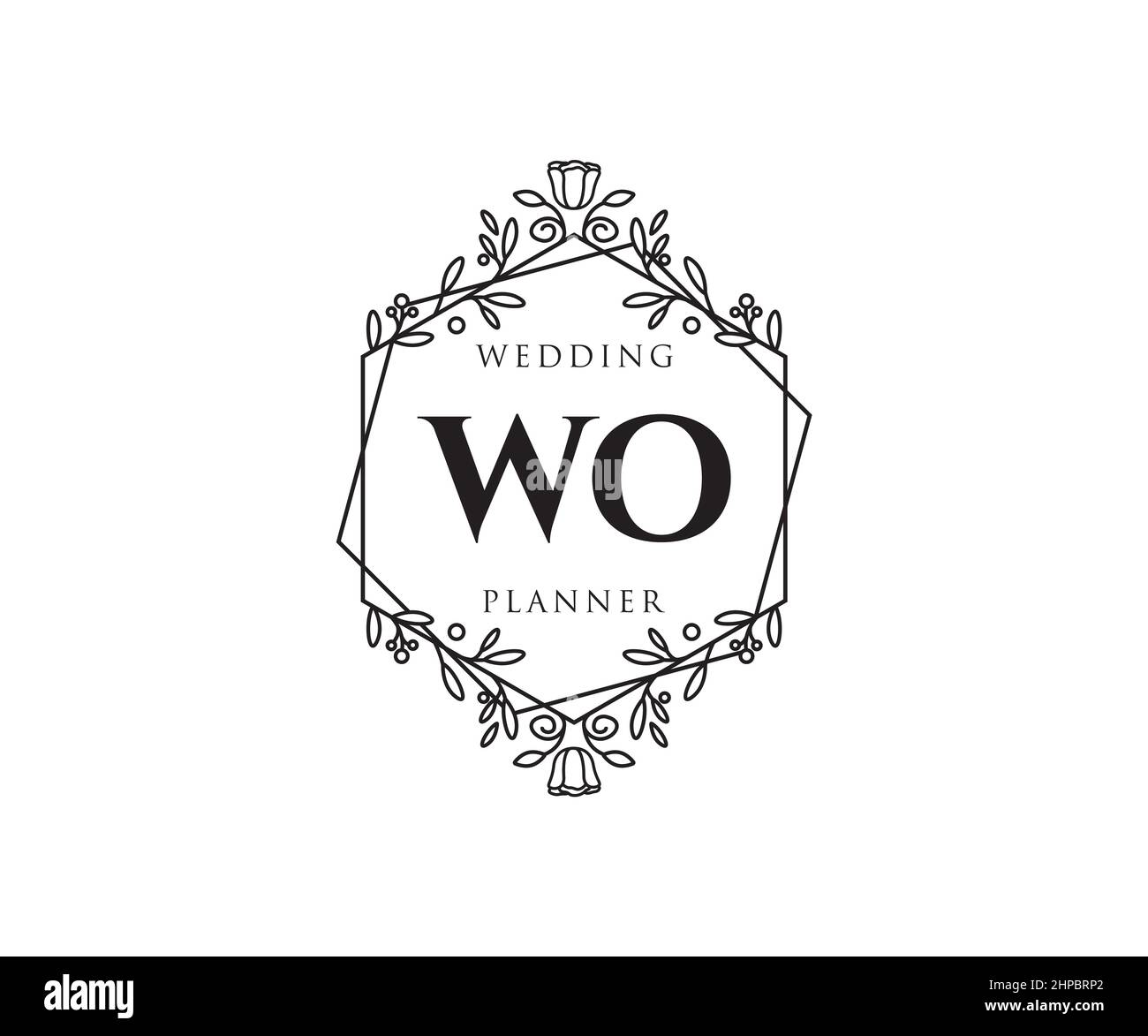 WO Initials letter Wedding monogram logos collection, hand drawn modern ...