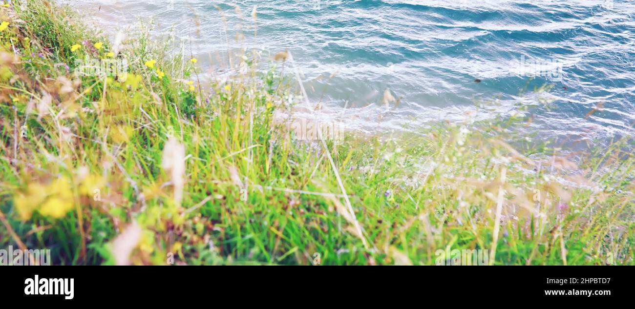 Water surface. The texture of the water. Waves on the lake windy ...