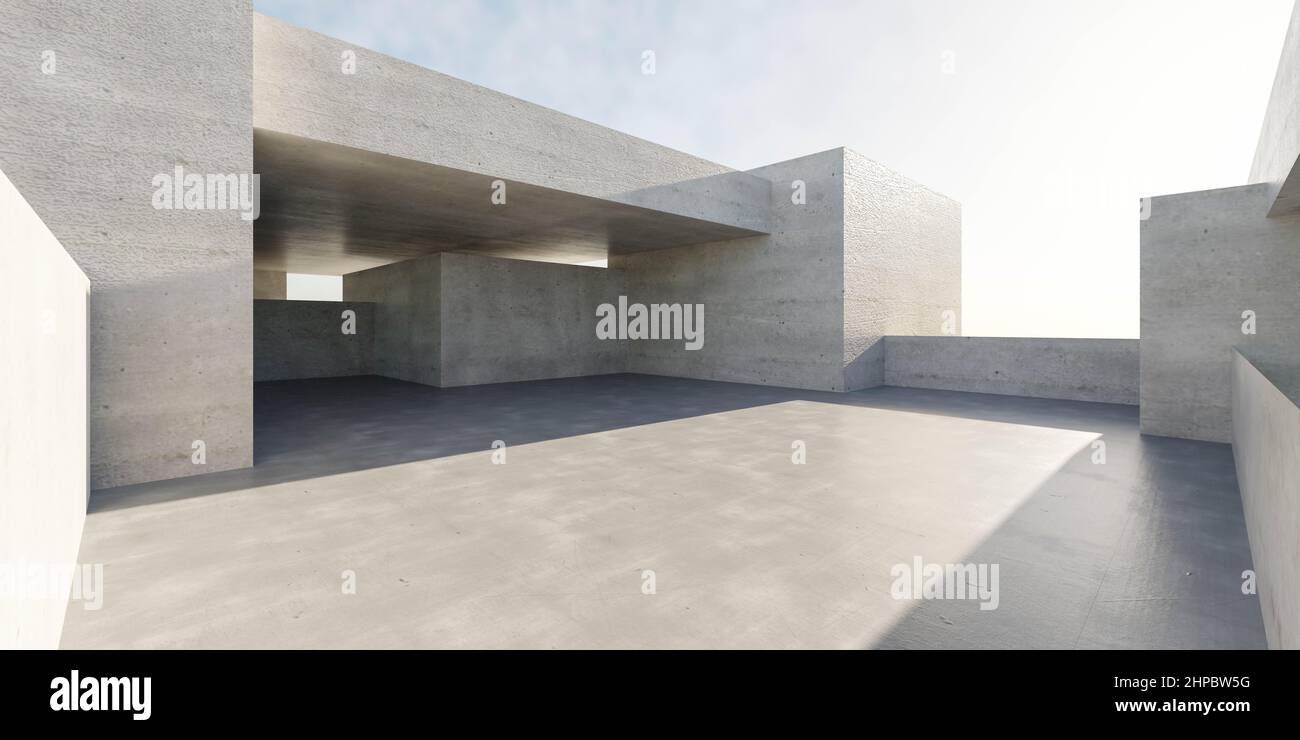 concrete exterior architecture building environment with sky and sun ...