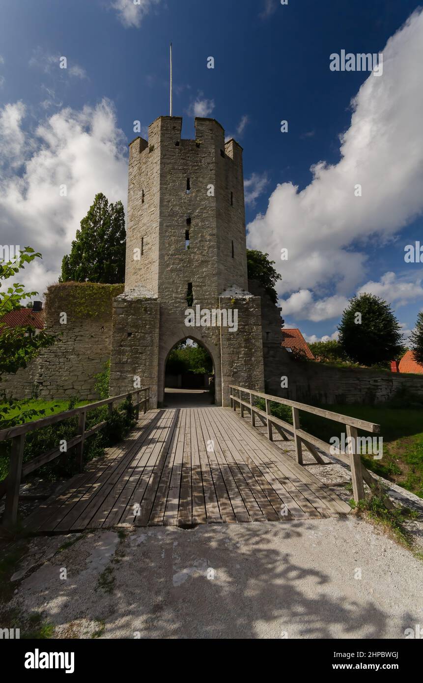 Tall Lisa, tallest medieval tower and gateway in the City wall of Visby ...
