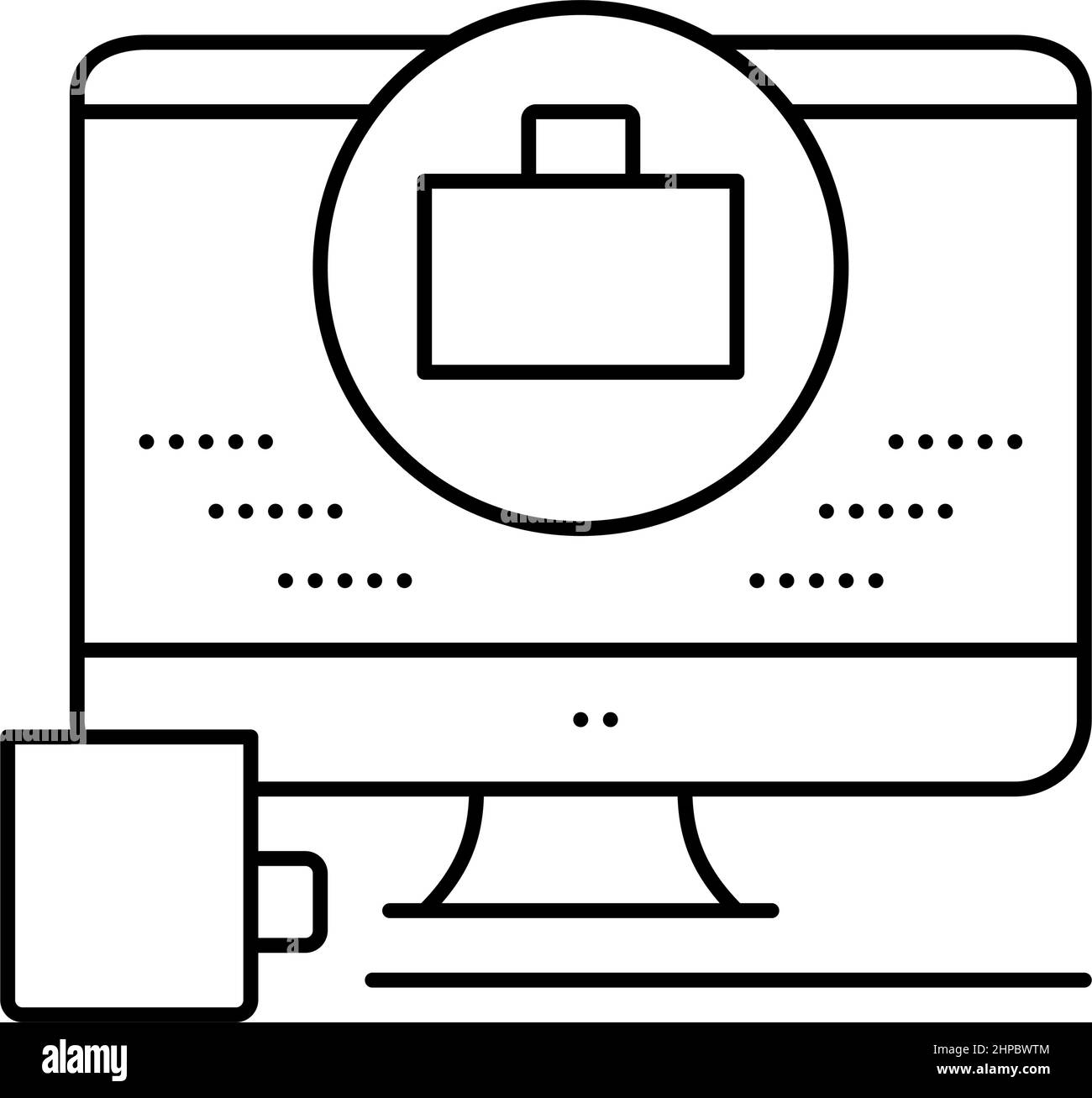 remote work computer screen line icon vector illustration Stock Vector ...