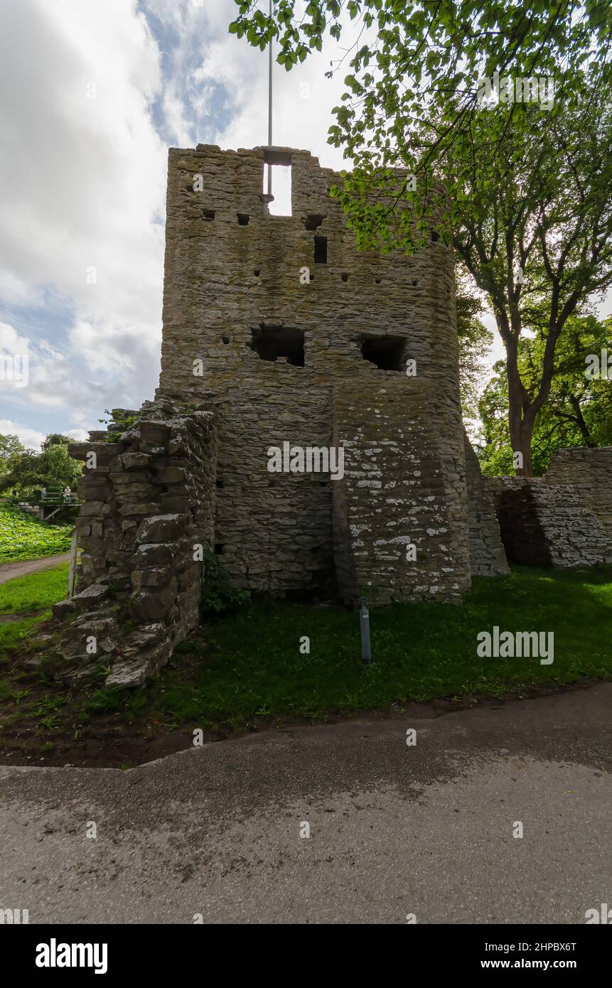 The Silver Cap (Kames) Tower, medieval tower in the City wall of Visby ...