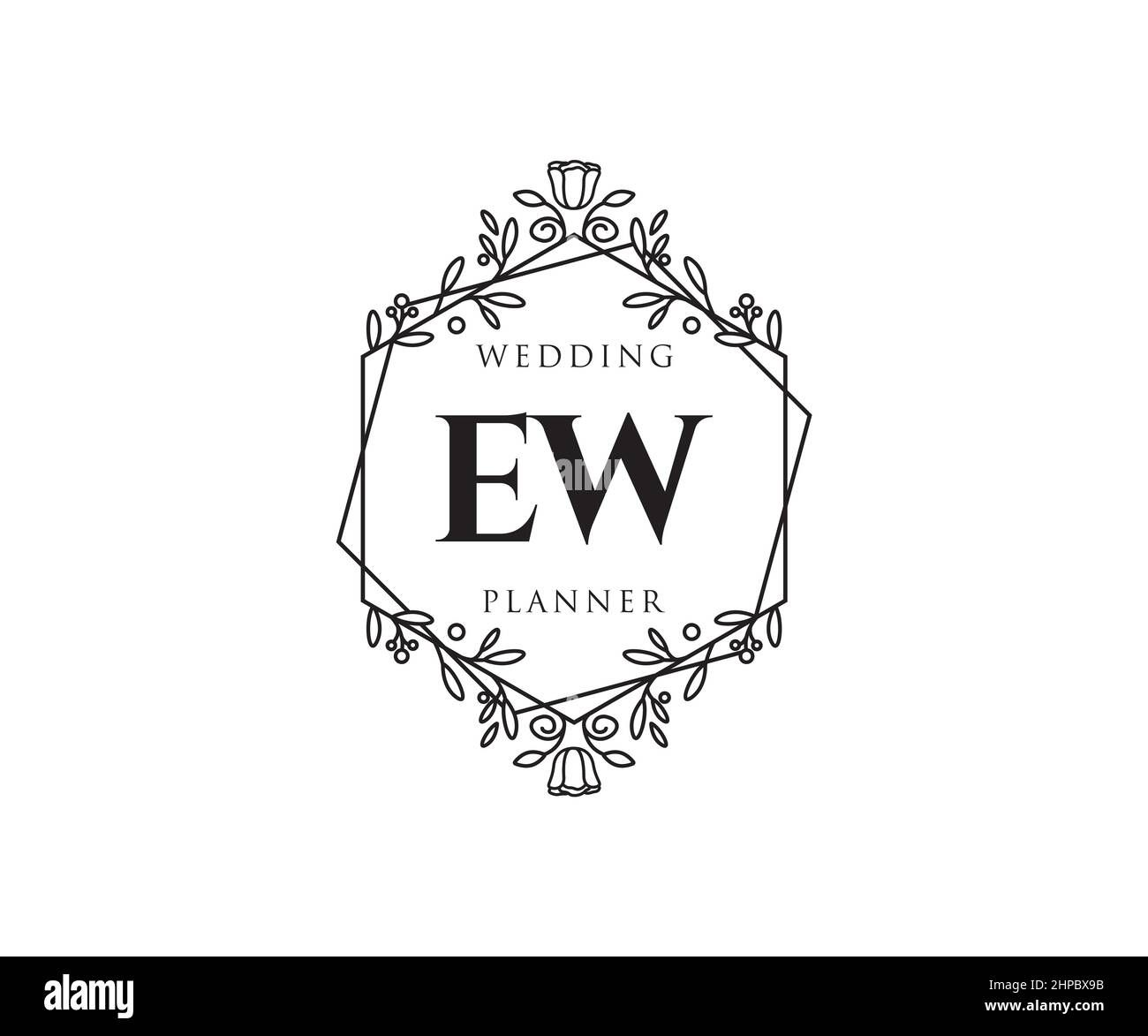 EW Initials letter Wedding monogram logos collection, hand drawn modern ...