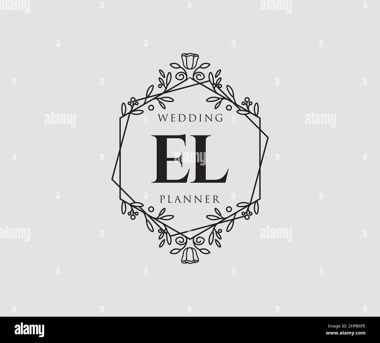 EL Initials letter Wedding monogram logos collection, hand drawn modern ...