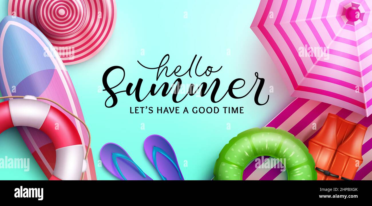 Summer greeting vector background design. Welcome summer text with 3d ...