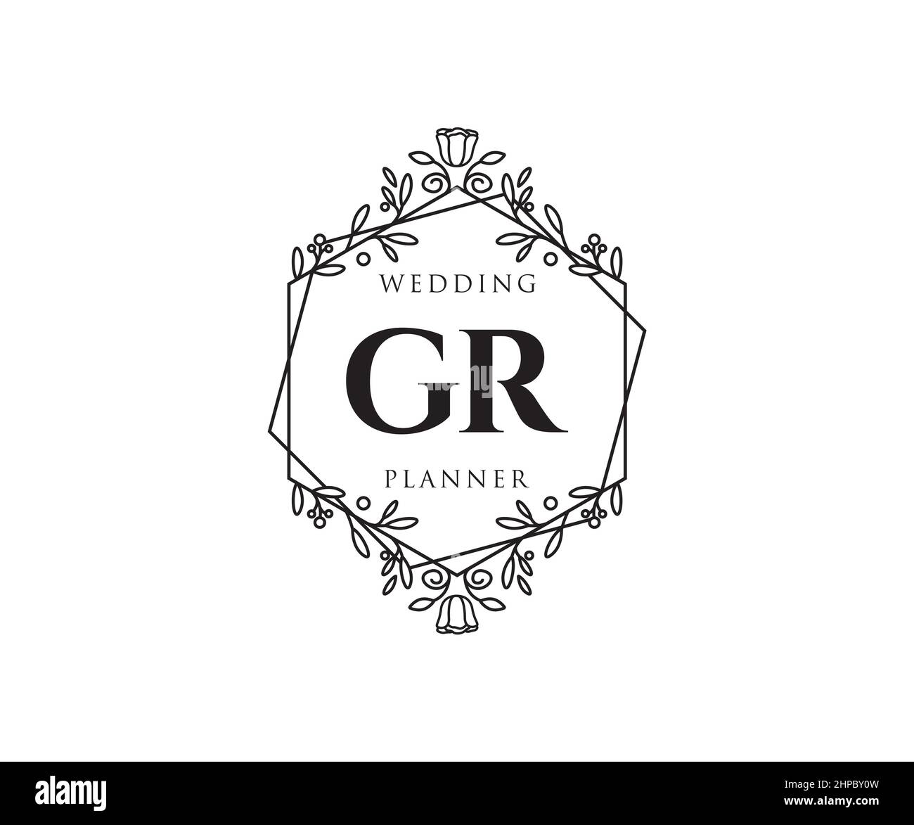 GR Initials letter Wedding monogram logos collection, hand drawn modern ...
