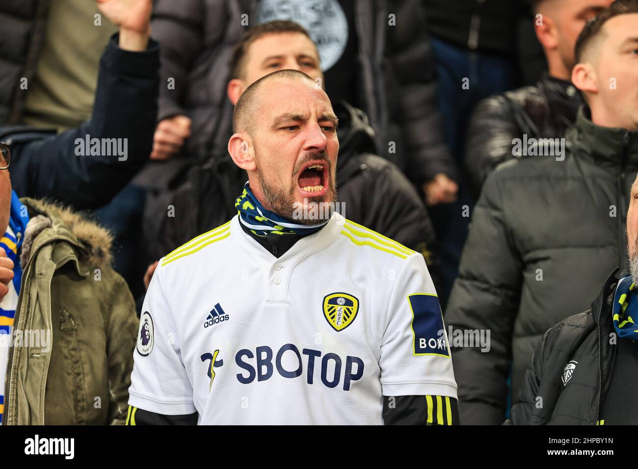 Leeds United fans during the game Stock Photo - Alamy