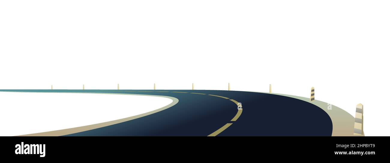 Good asphalt road. Quality modern empty highway. Turn left with ...