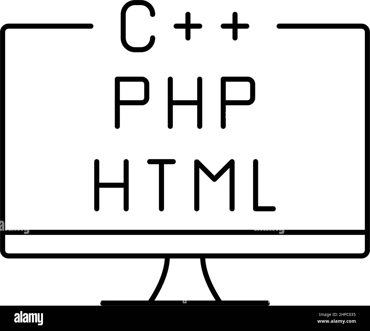 coding on different program languages line icon vector illustration ...