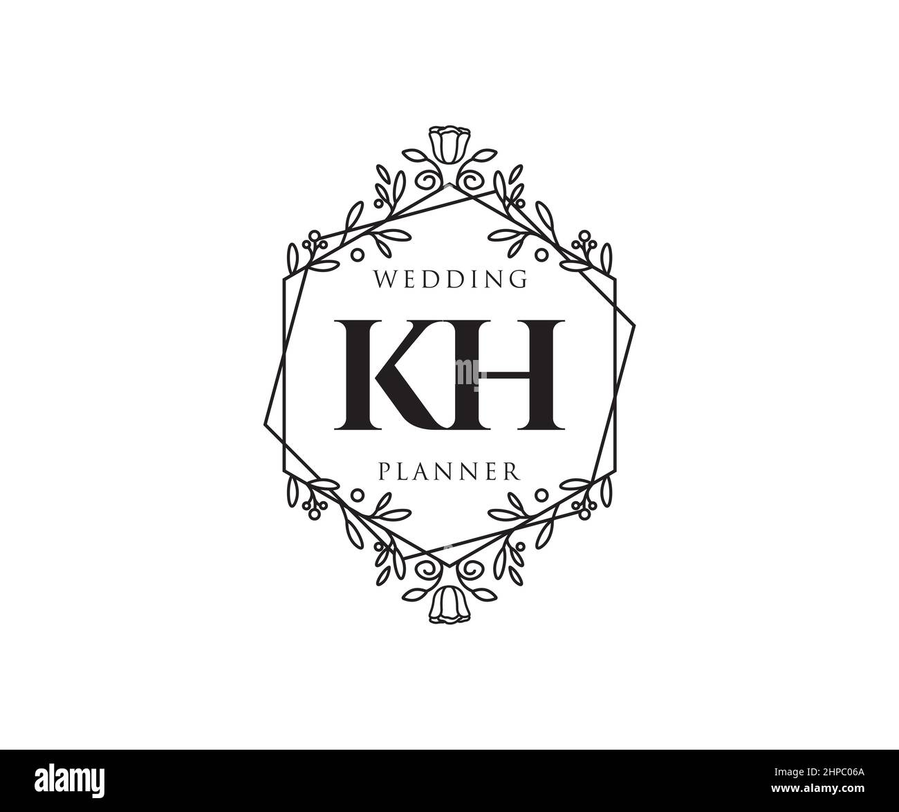 KH Initials letter Wedding monogram logos collection, hand drawn modern ...