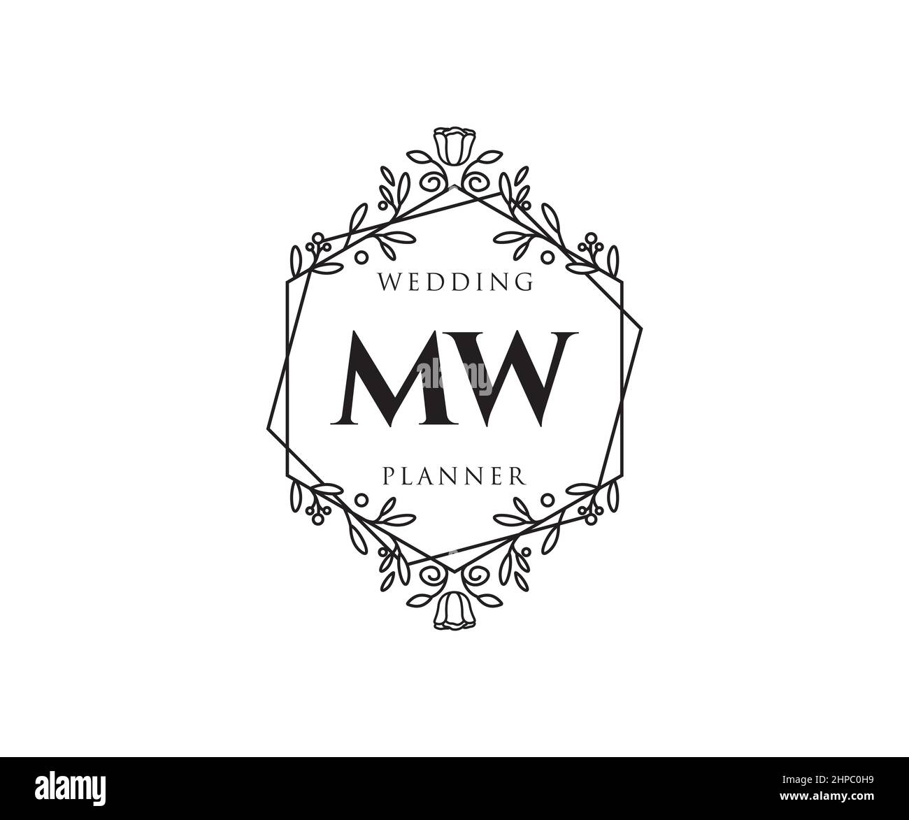 MW Initials letter Wedding monogram logos collection, hand drawn modern ...