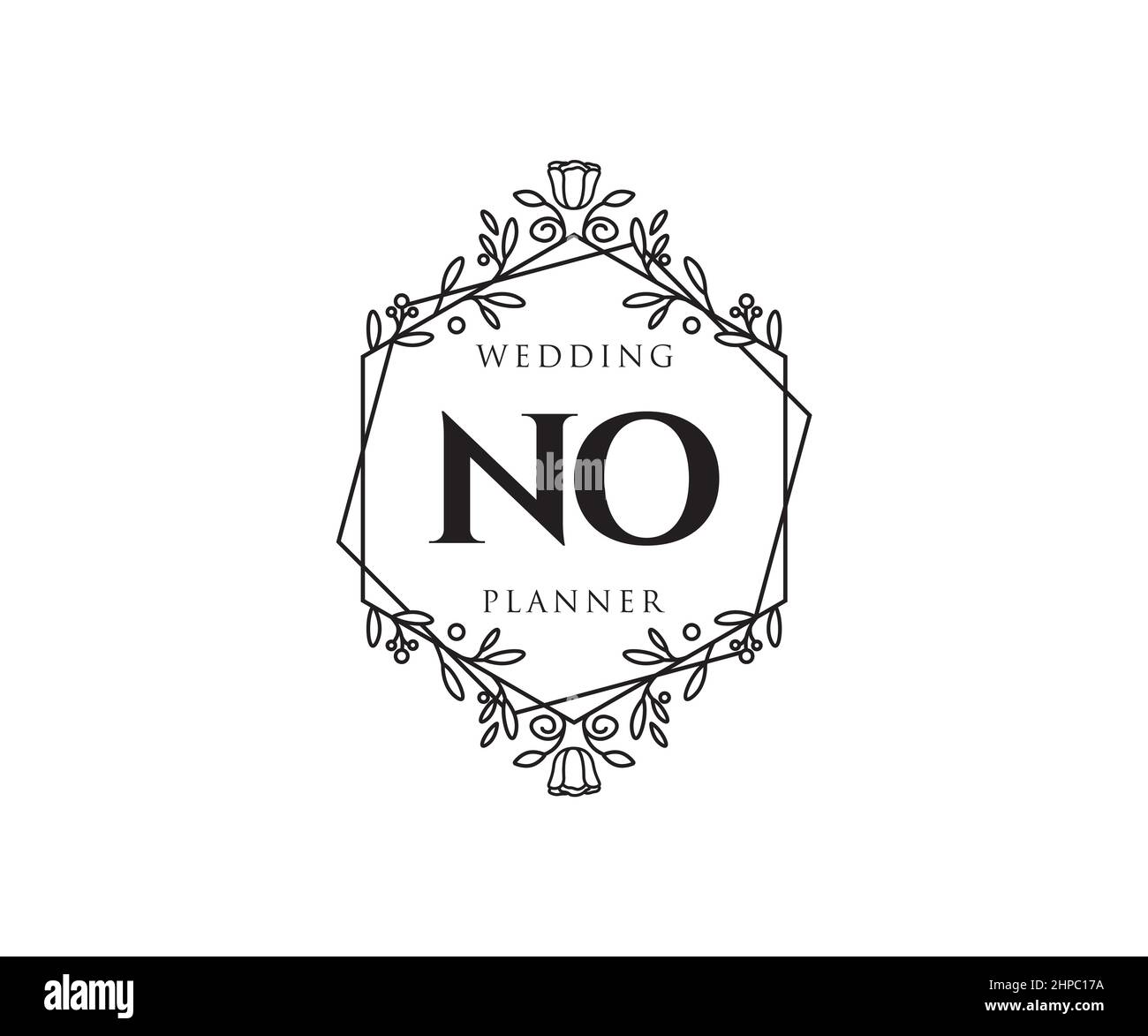 NO Initials letter Wedding monogram logos collection, hand drawn modern ...