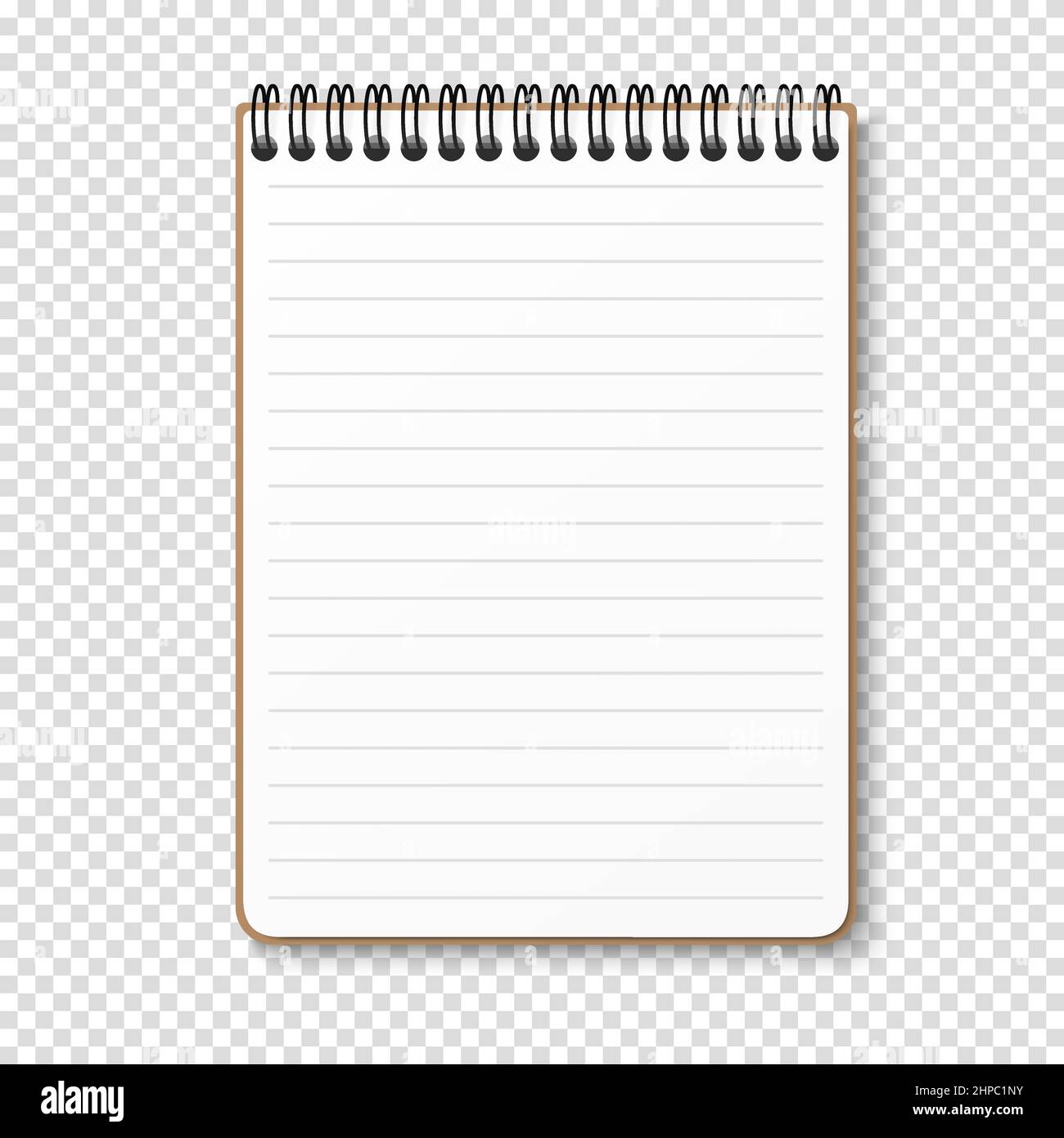 Notepad with a horizontal spring spiral. Notebook with lined white sheet. Vector illustration on ...