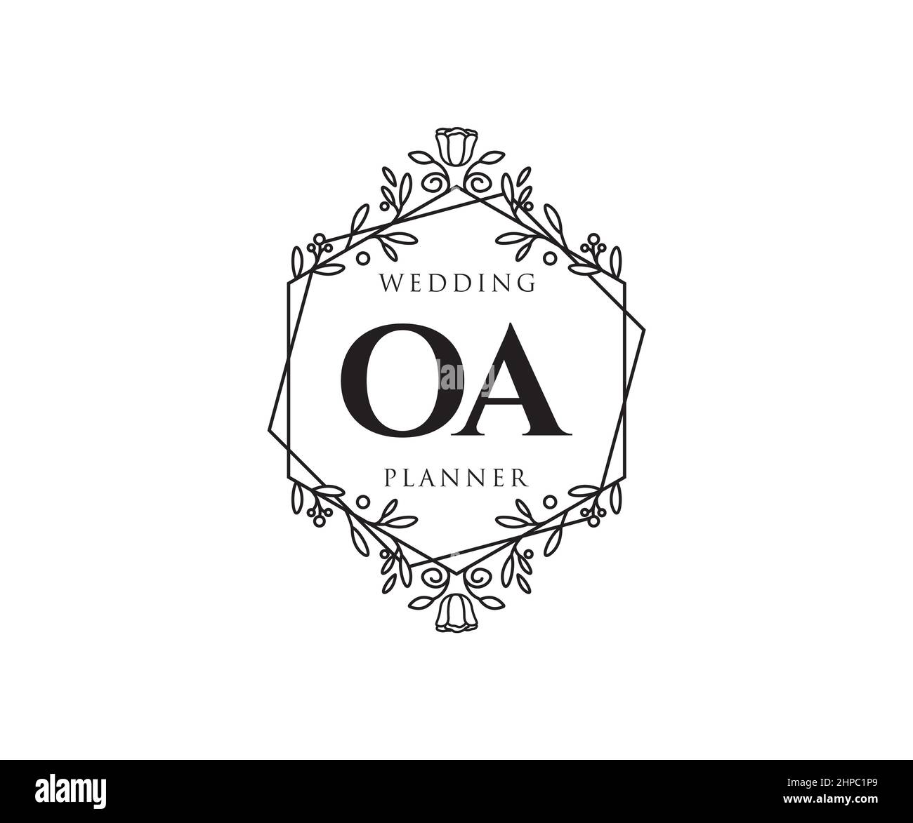 OA Initials letter Wedding monogram logos collection, hand drawn modern ...
