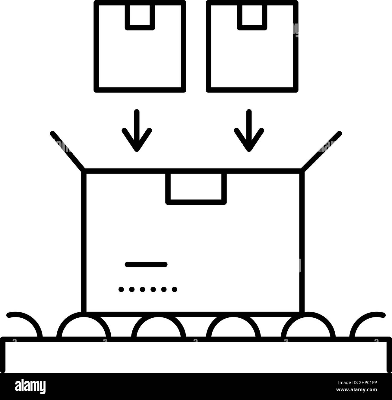 filled product boxes packing in container line icon vector illustration ...