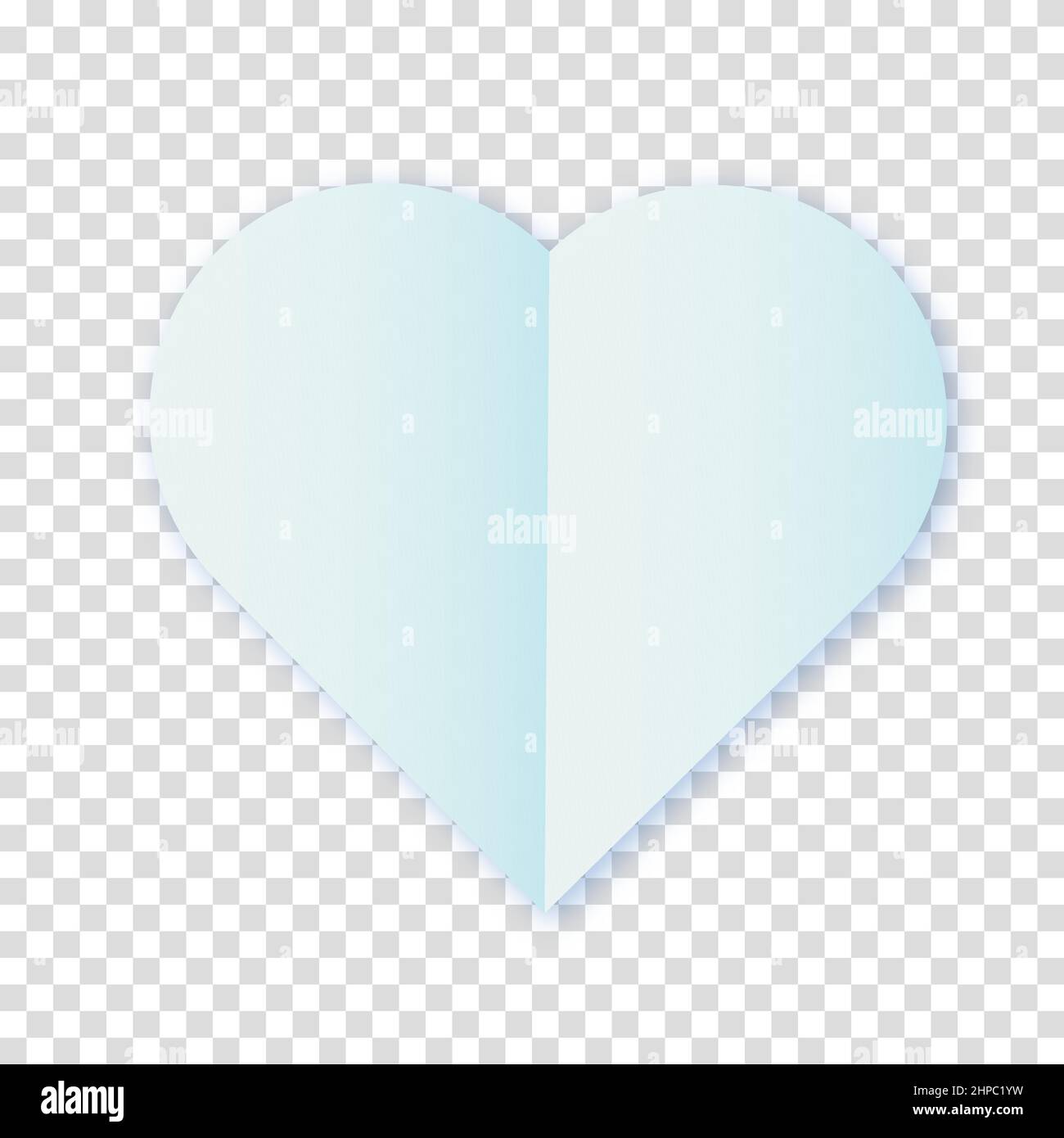 The concept of a love heart in blue with a shadow on a transparent ...